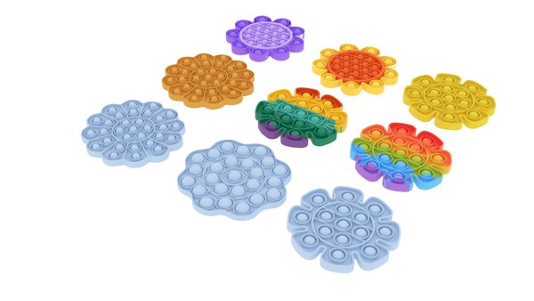 Flower Pop It Fidget Toys Set 3D - TurboSquid 1769320