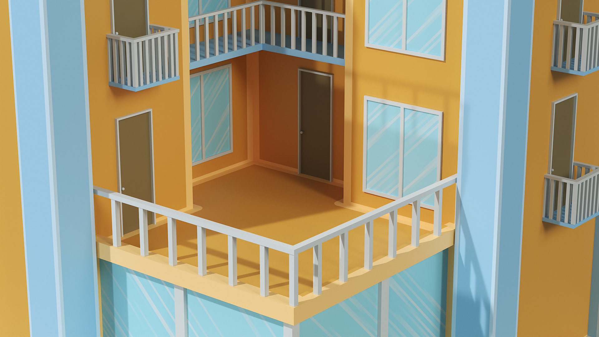 3D Cartoon Residential Block - TurboSquid 2418019