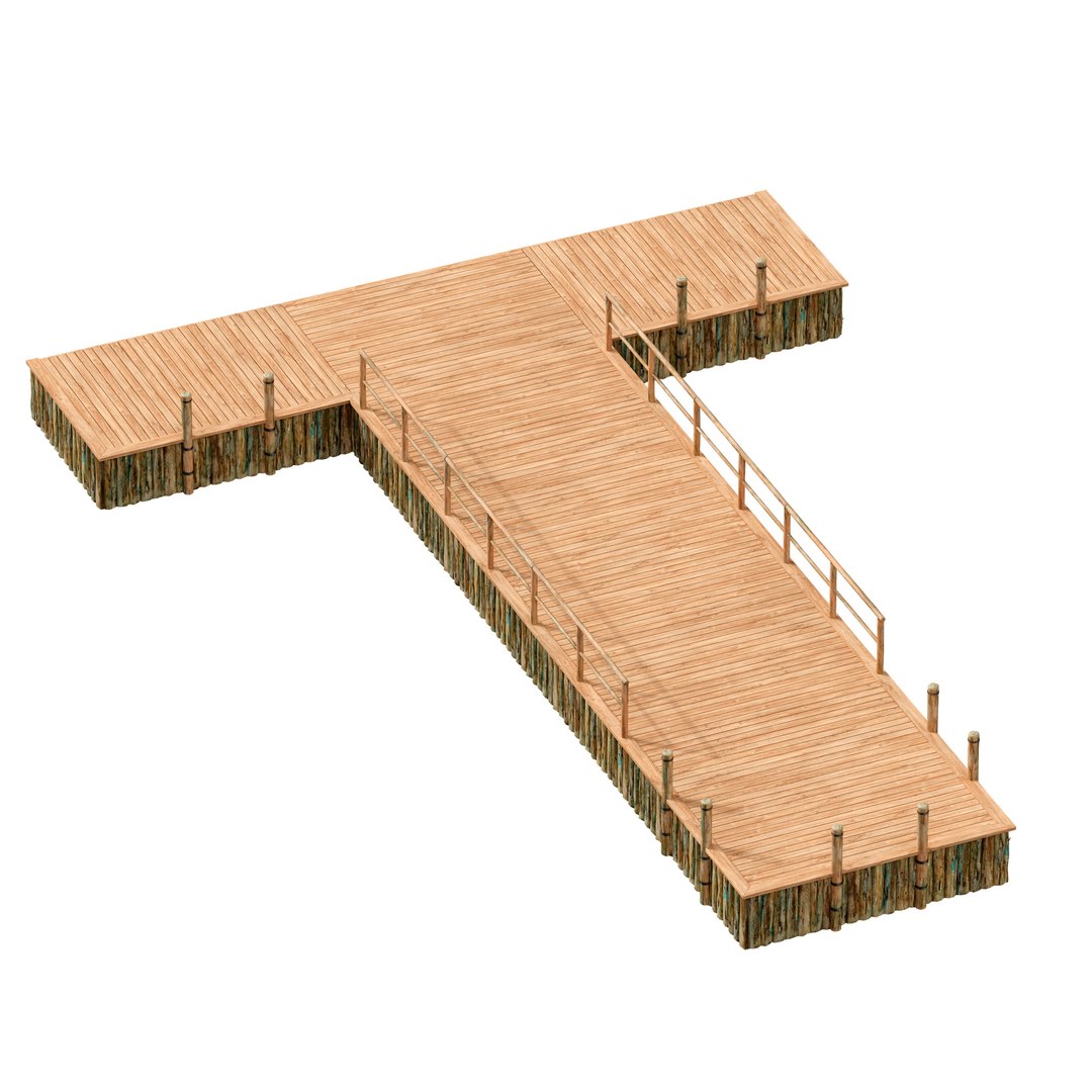 3D Wooden River Pier - TurboSquid 2073459