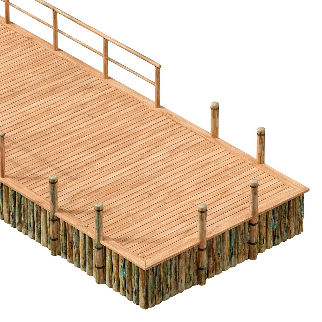 3D Wooden River Pier - TurboSquid 2073459