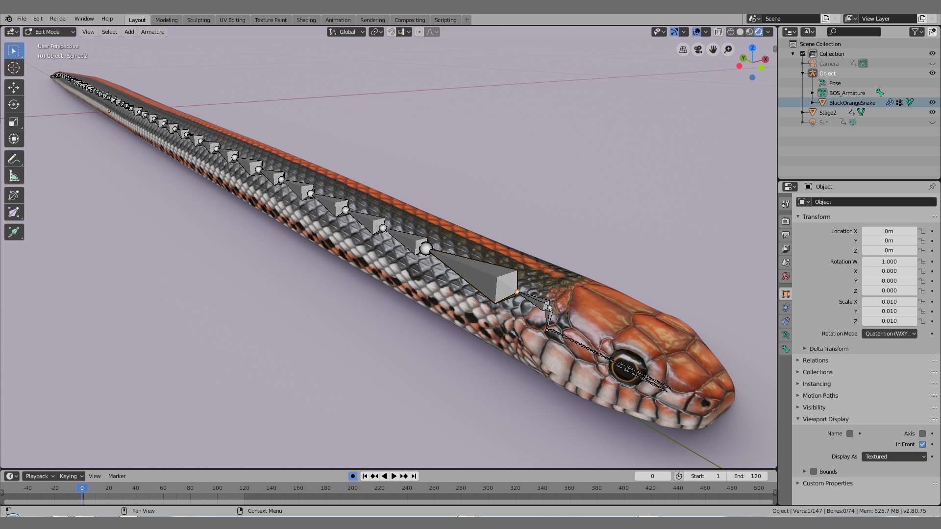 3D Black Orange Snake - Rigged - TurboSquid 1774375