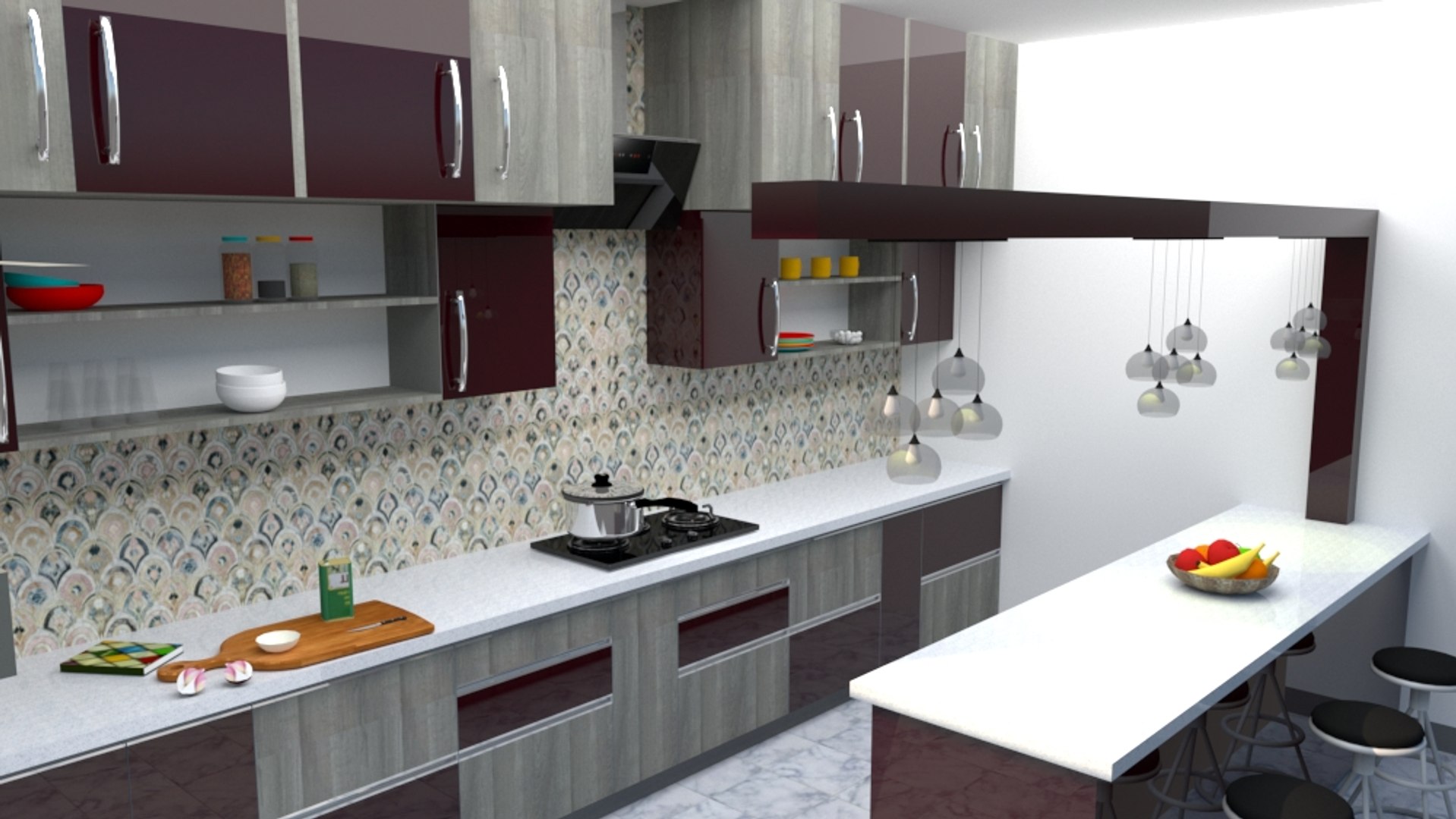 3D Model Modular Kitchen - TurboSquid 1442402