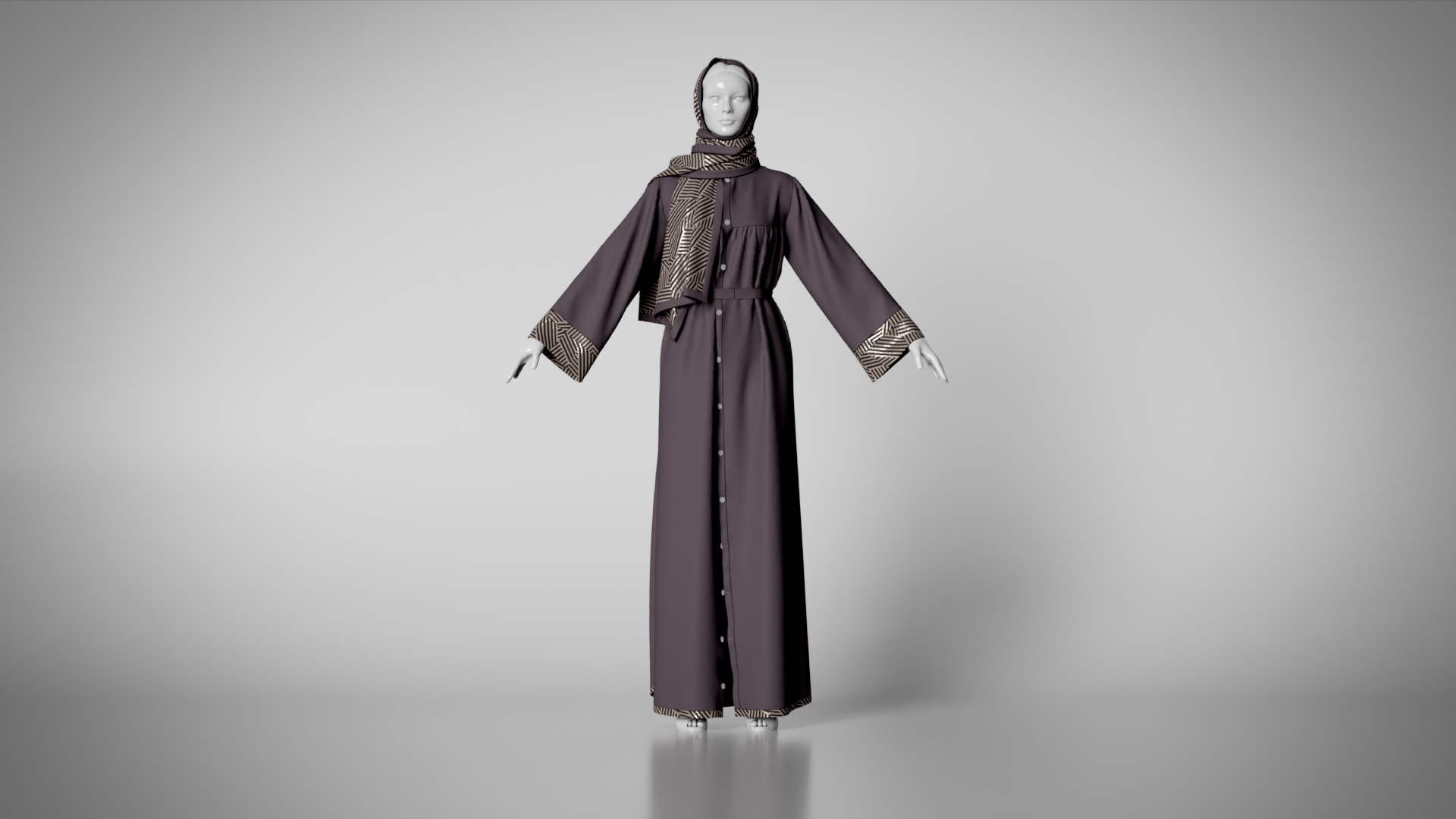 Abaya With HijabFix V01 3D - TurboSquid 2070393