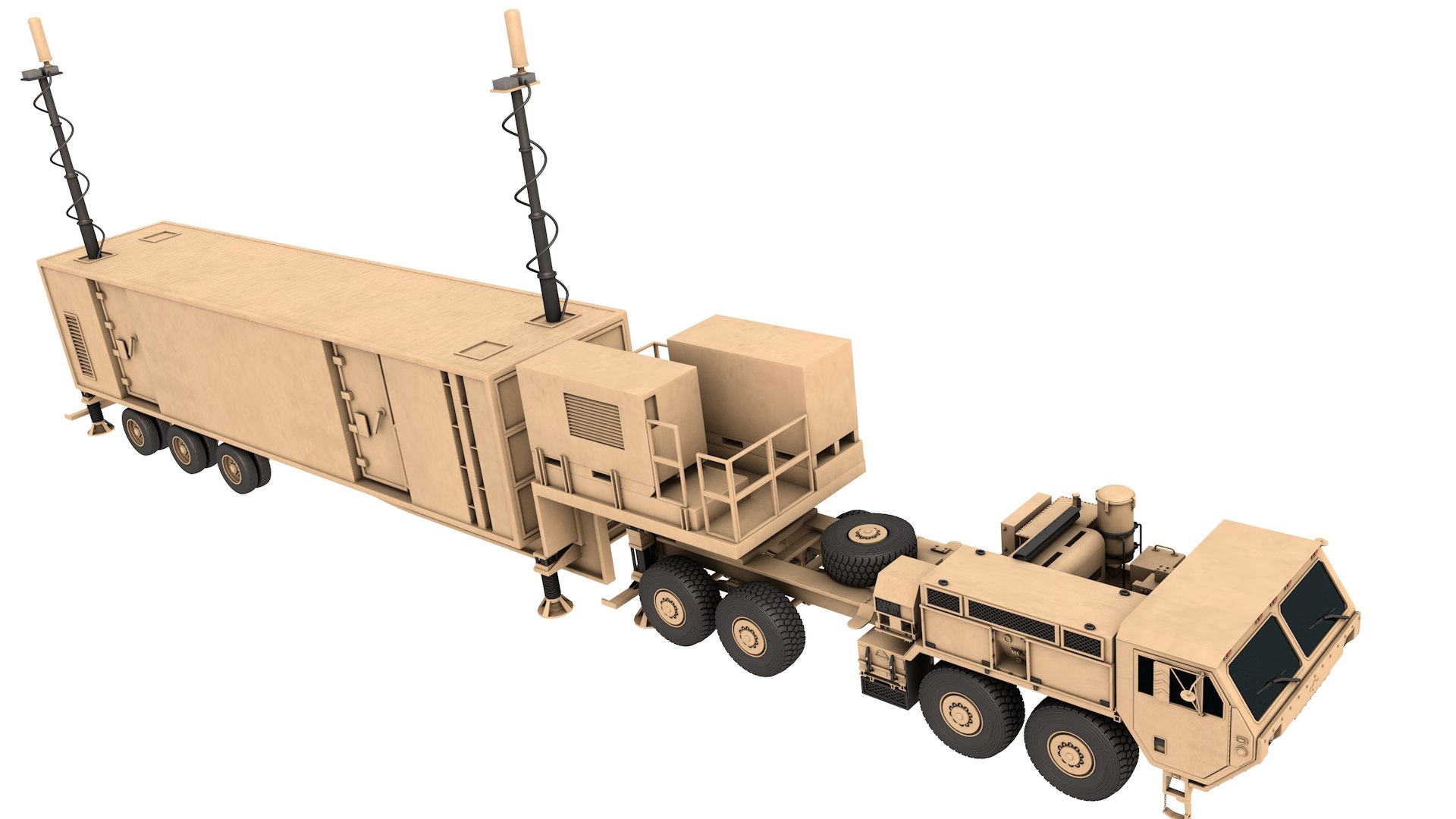 3D Control Center With Raised Antennas And Truck Model - TurboSquid 2358021