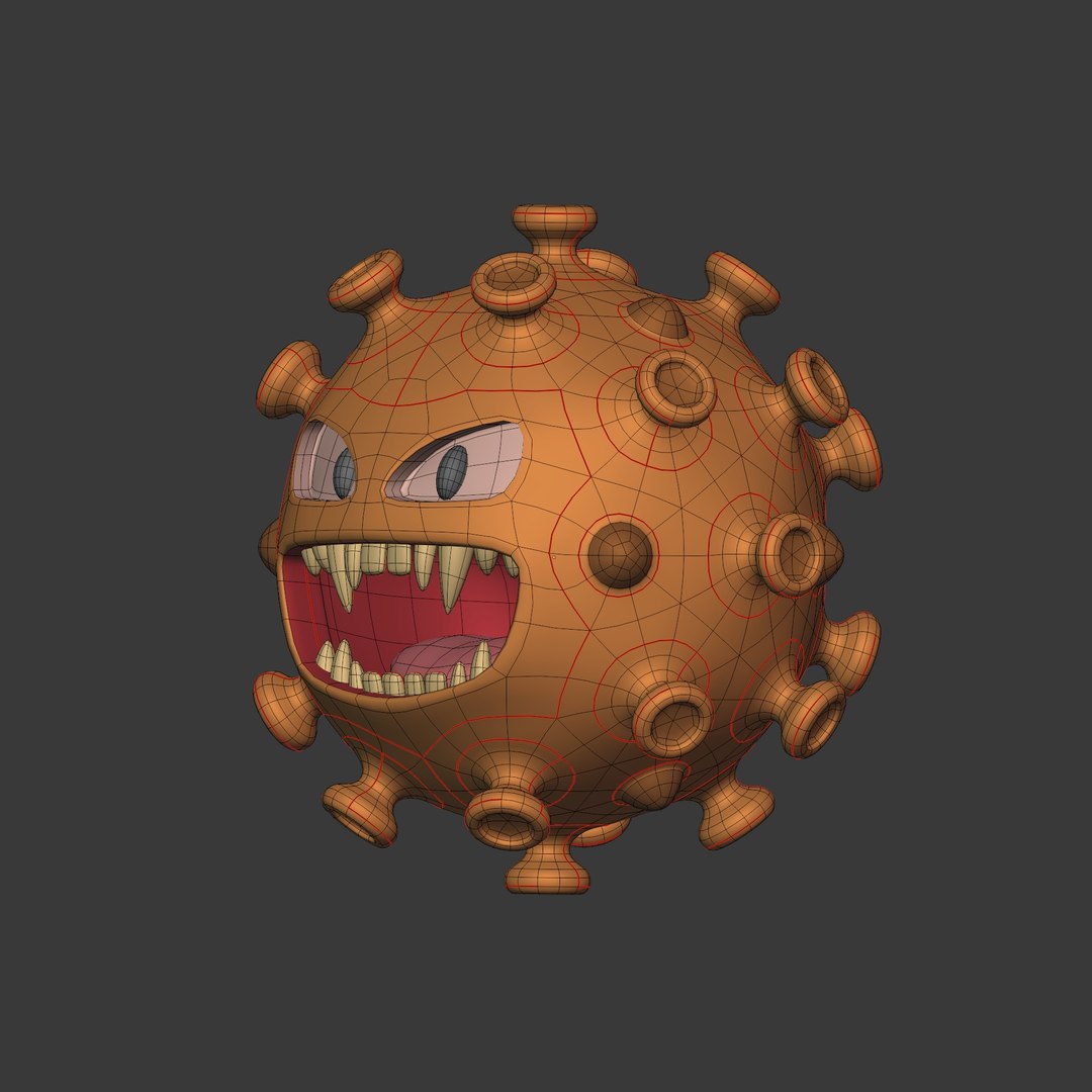 Cartoon Virus Smiley 3D Model - TurboSquid 1737459