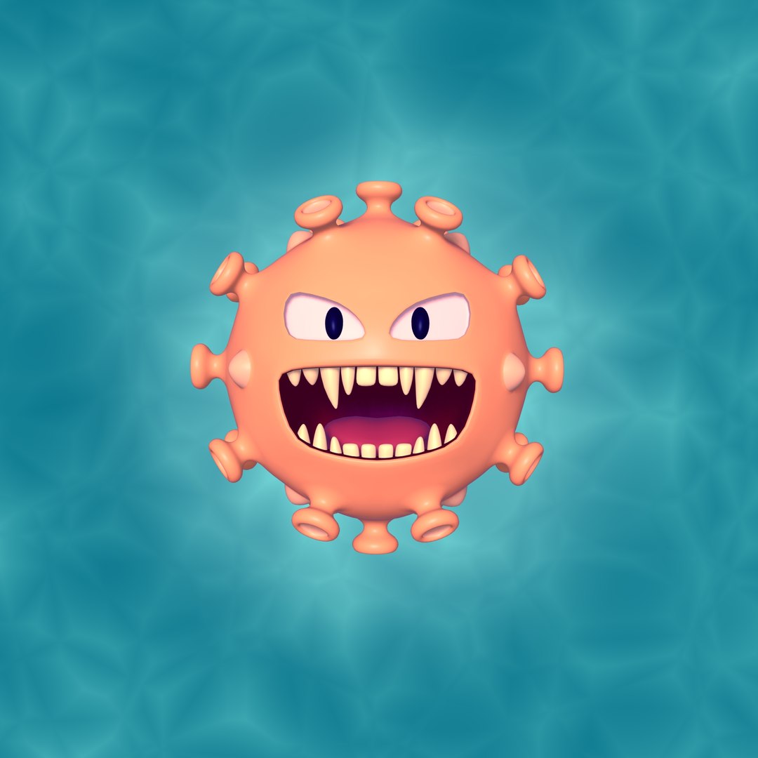 Cartoon Virus Smiley 3D Model - TurboSquid 1737459