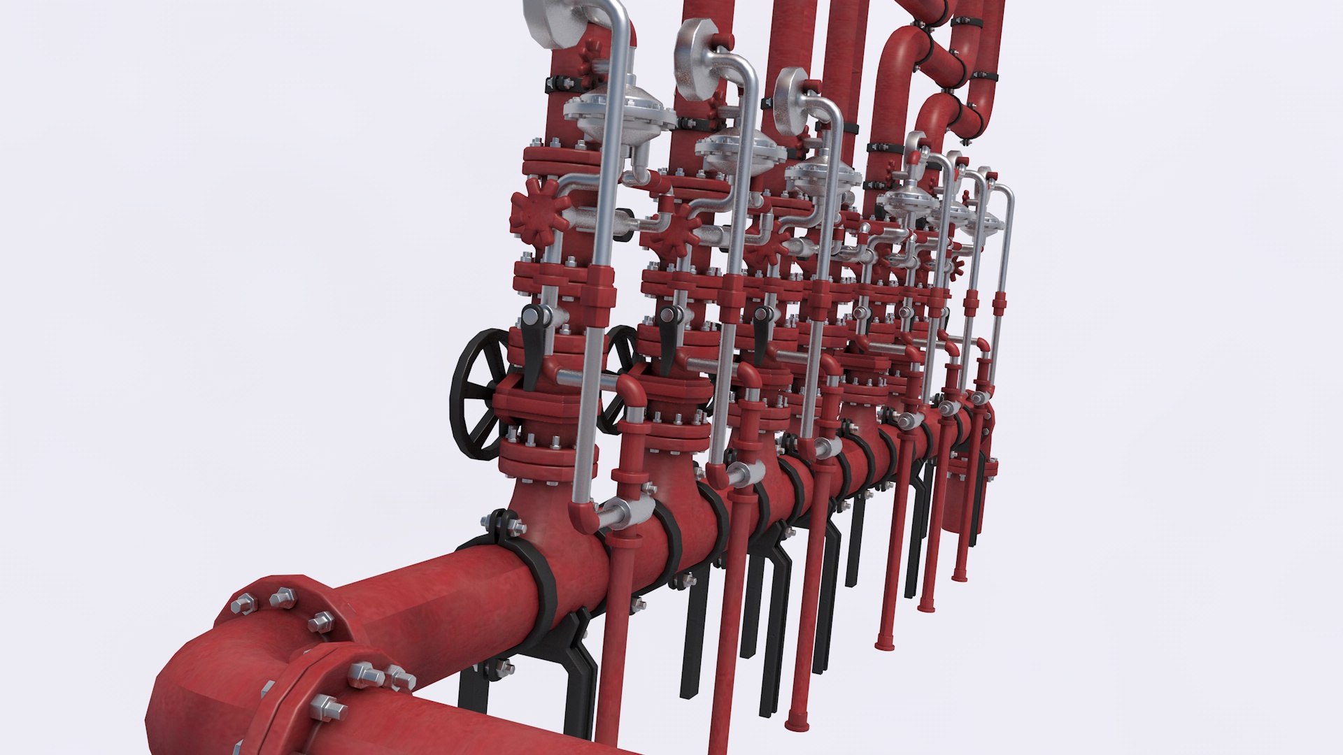 3D Industrial Multiple Vertical Pipes System - TurboSquid 2245209
