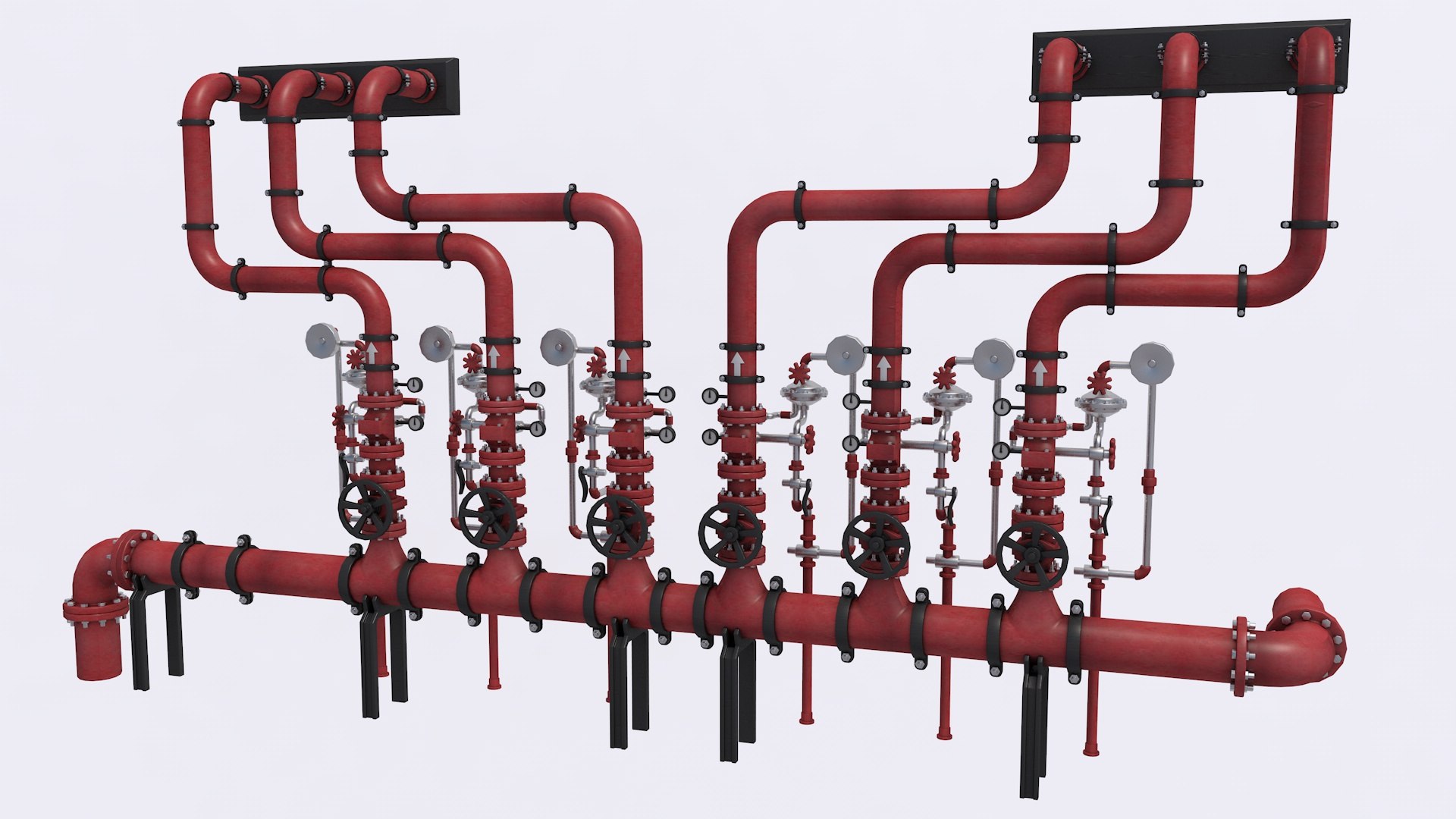 3D Industrial Multiple Vertical Pipes System - TurboSquid 2245209