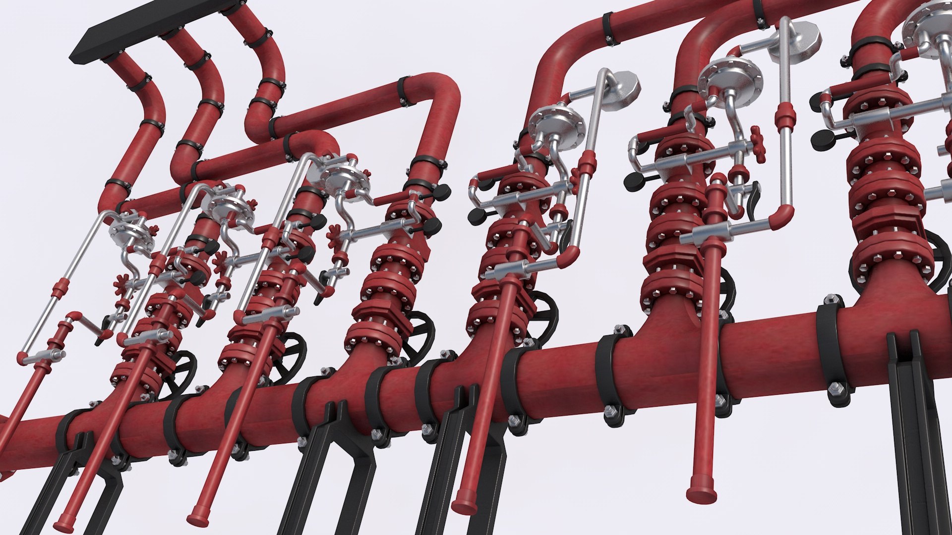 3D Industrial Multiple Vertical Pipes System - TurboSquid 2245209