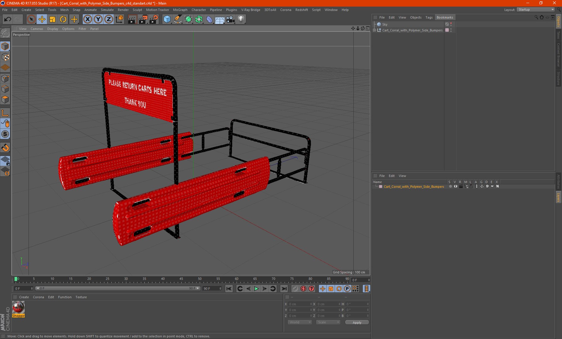 3D model Cart Corral with Polymer Side Bumpers - TurboSquid 2028982