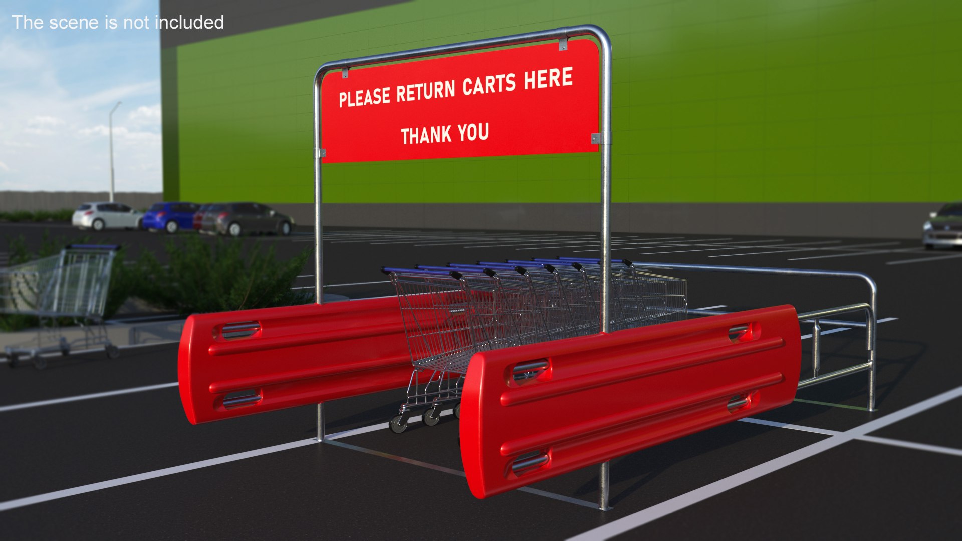 3D model Cart Corral with Polymer Side Bumpers - TurboSquid 2028982