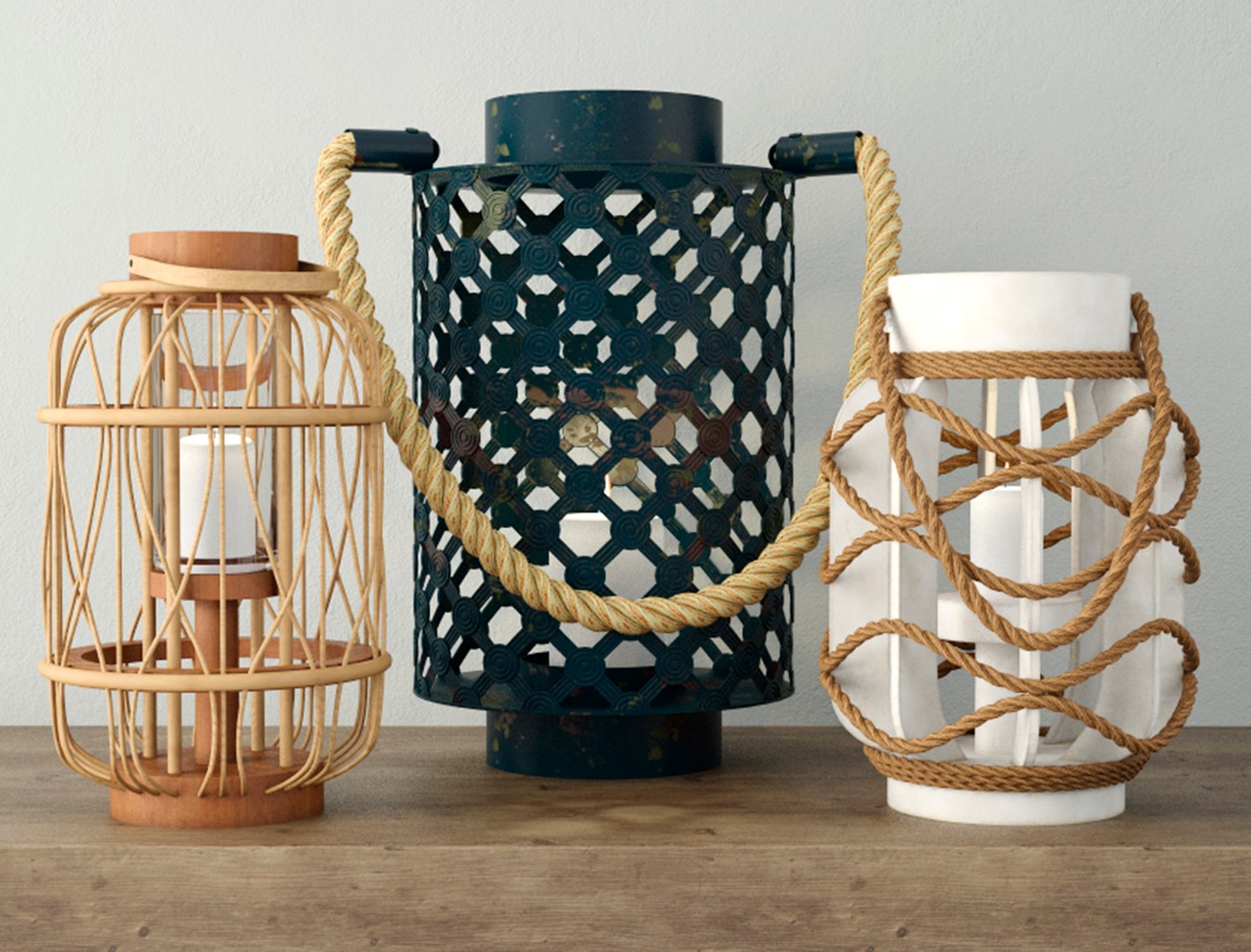 Rope Rattan Lanterns 3D - TurboSquid 1200689