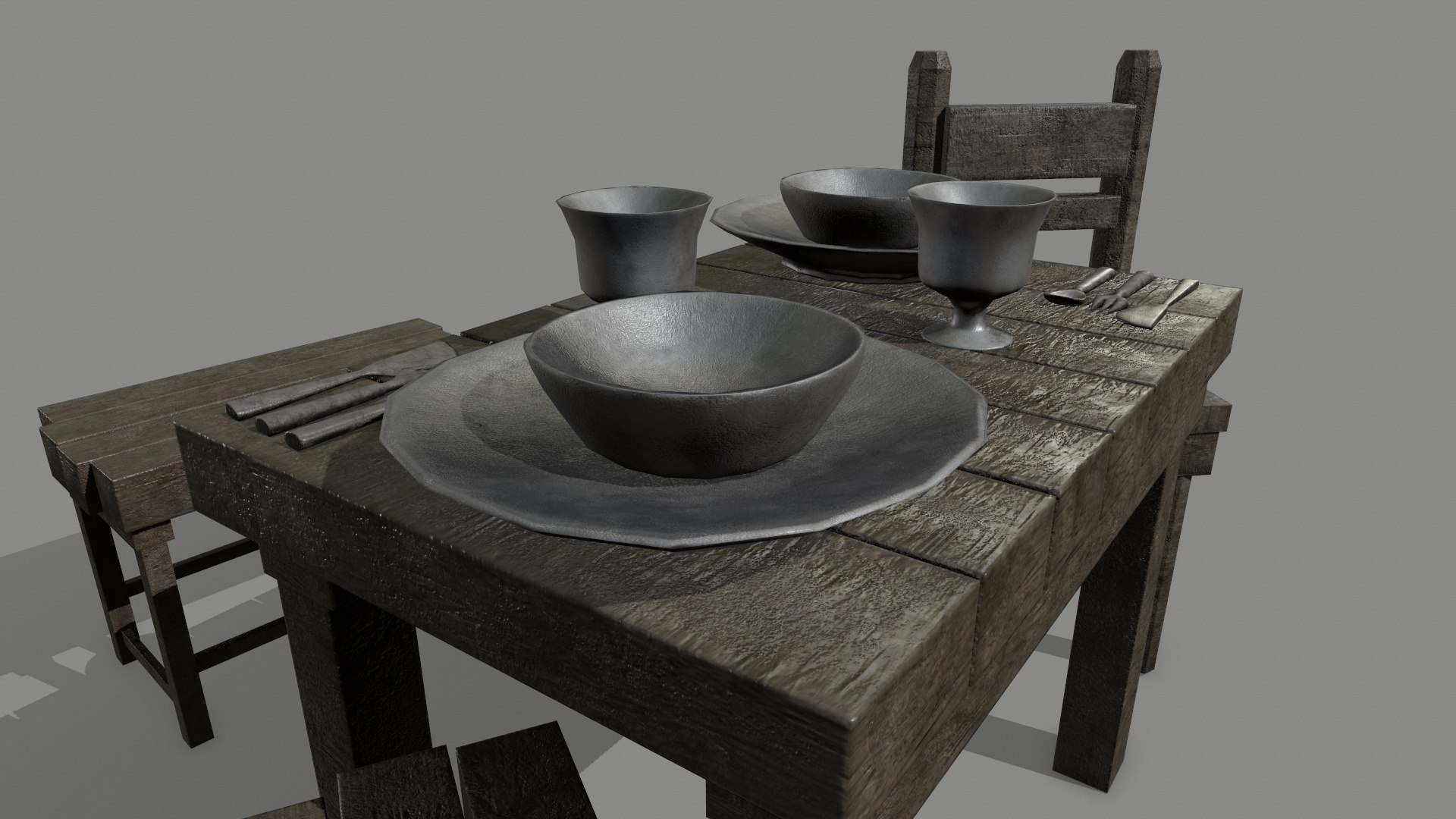 Chair Table Medieval Set 3D Model - TurboSquid 1553344