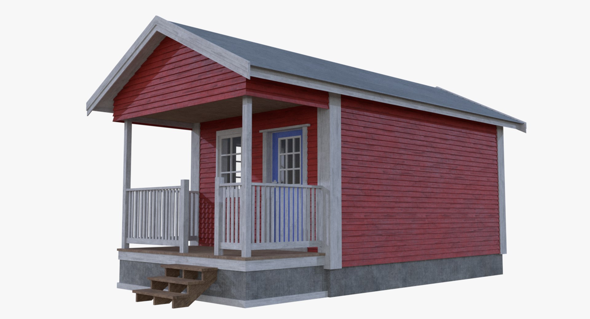 3d scandinavian cabin interior exterior