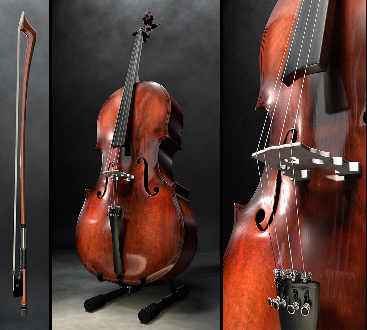 3d Model Cello Bow