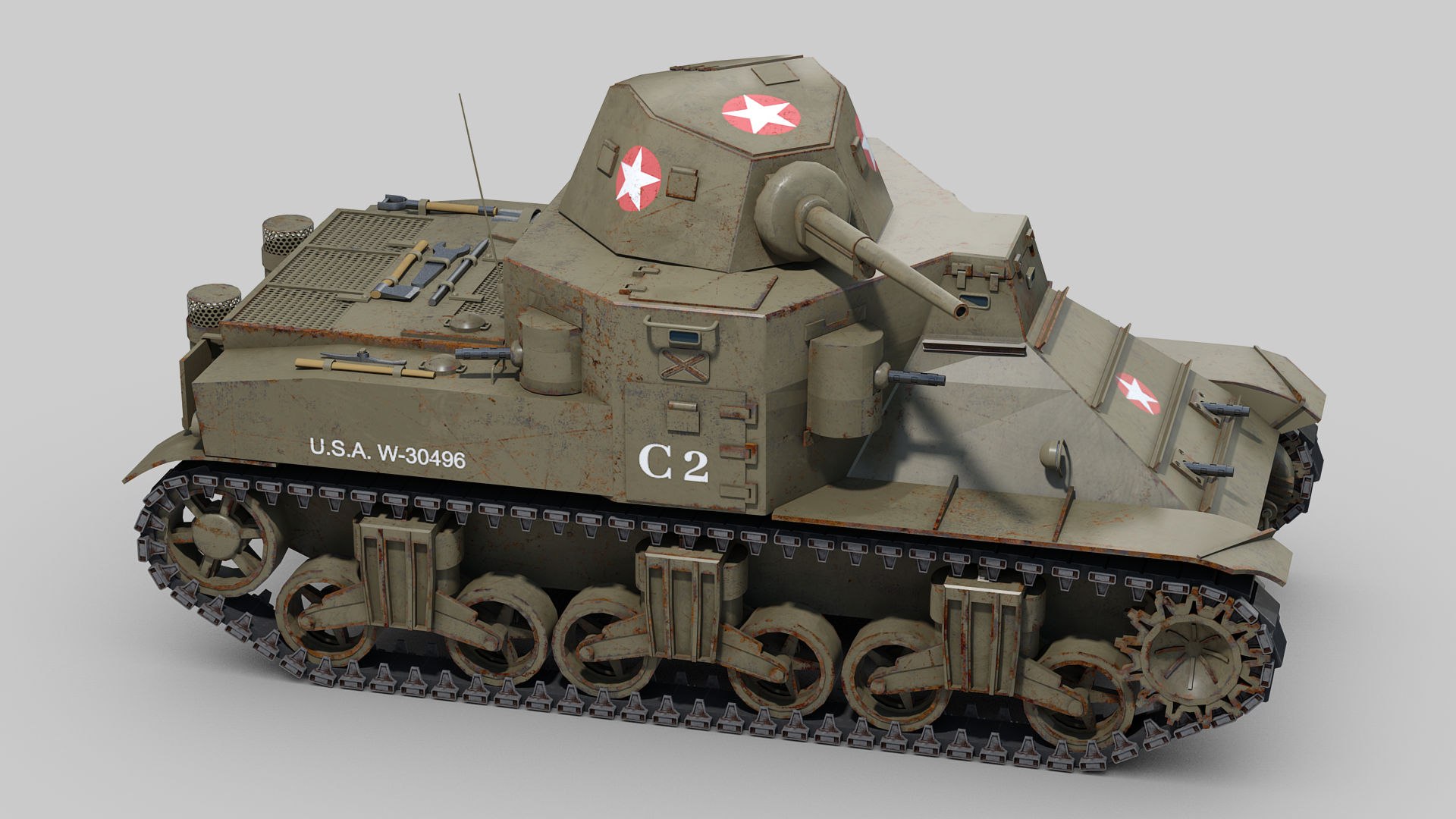 3D M2A1 Medium Tank - TurboSquid 2179229