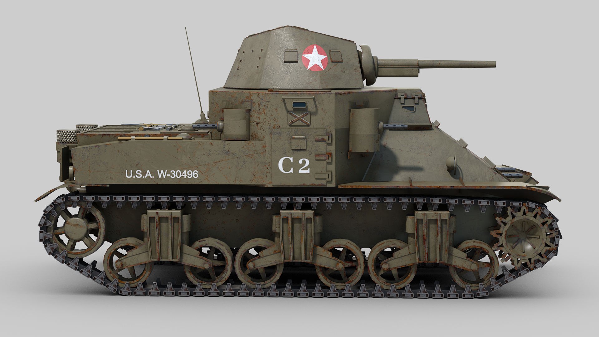 3D M2A1 Medium Tank - TurboSquid 2179229