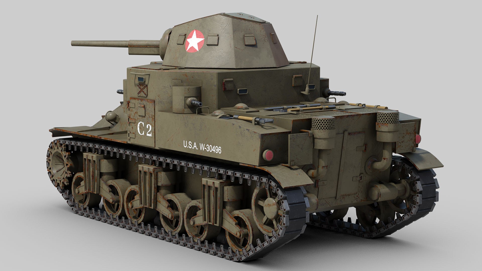 3D M2A1 Medium Tank - TurboSquid 2179229