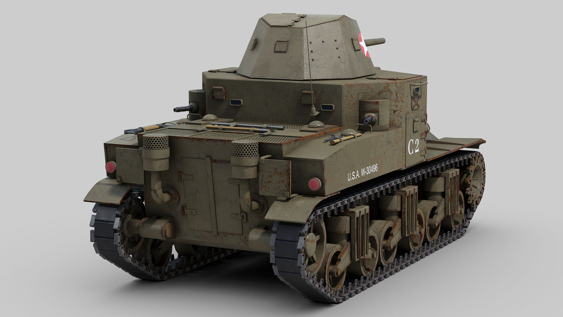 3D M2A1 Medium Tank - TurboSquid 2179229