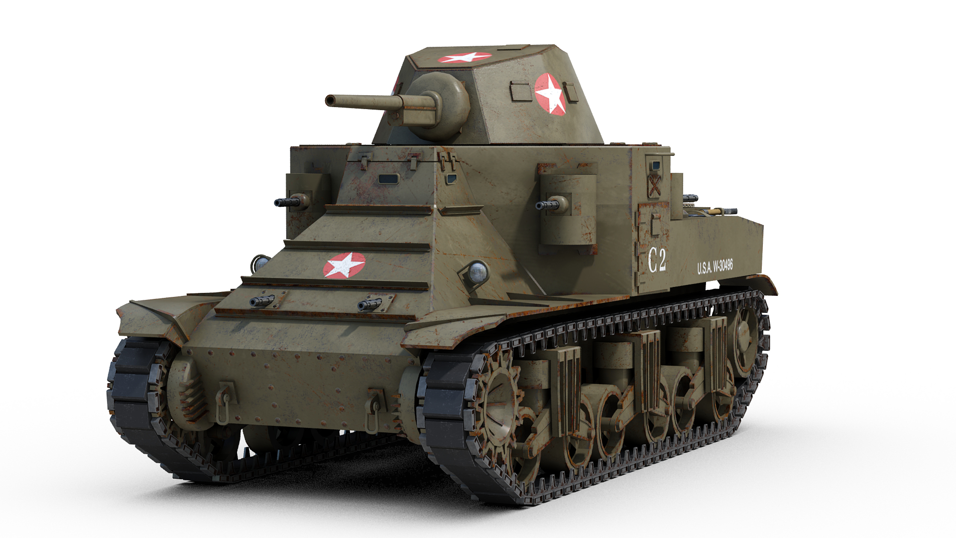 3D M2A1 Medium Tank - TurboSquid 2179229
