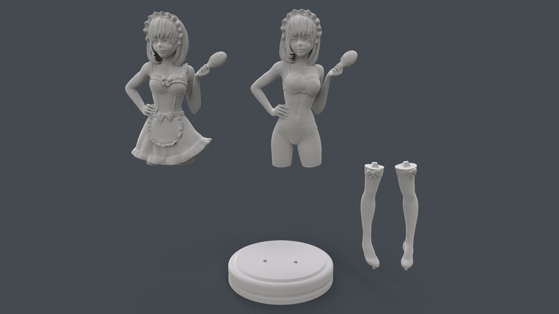 Anime Cute Maid Girl 3d Printing 3d Model Turbosquid 2232919
