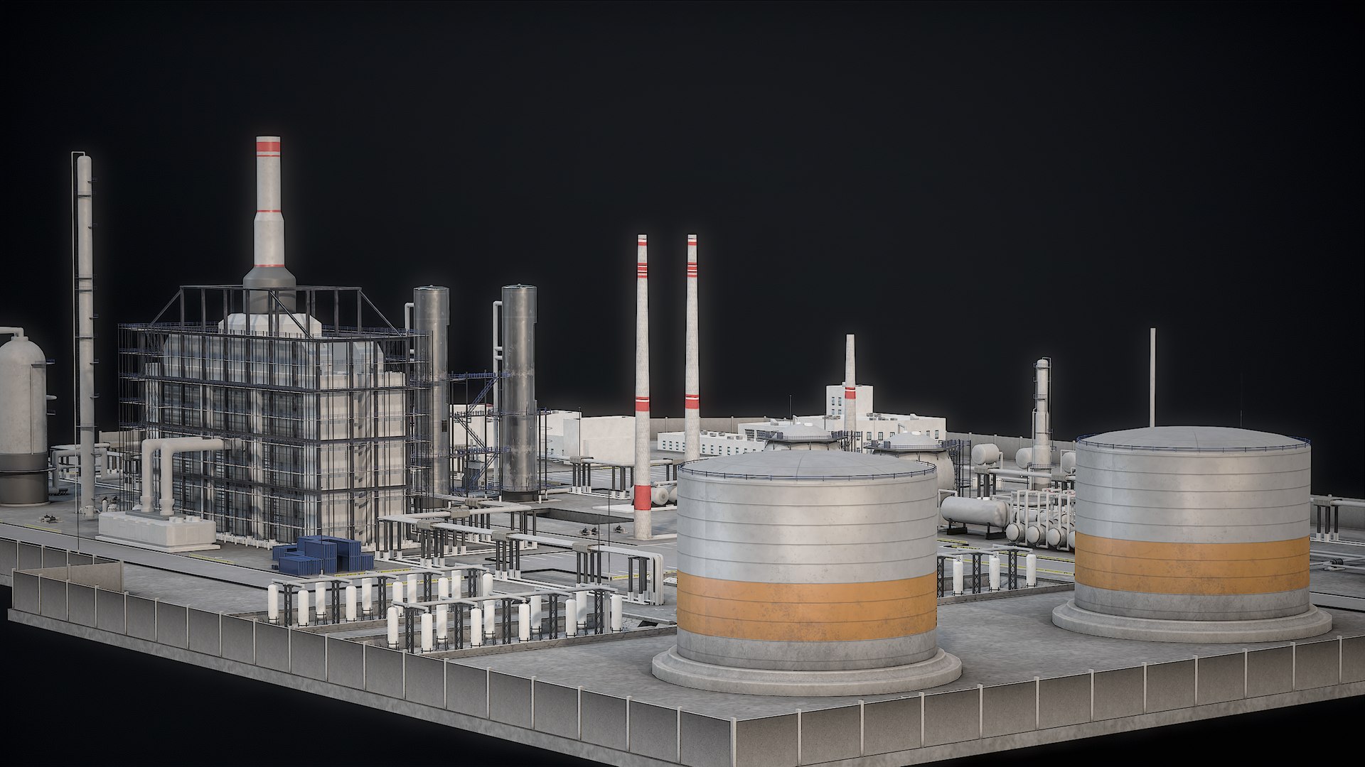 3D model Oil Refinery Facility PBR - TurboSquid 2062393