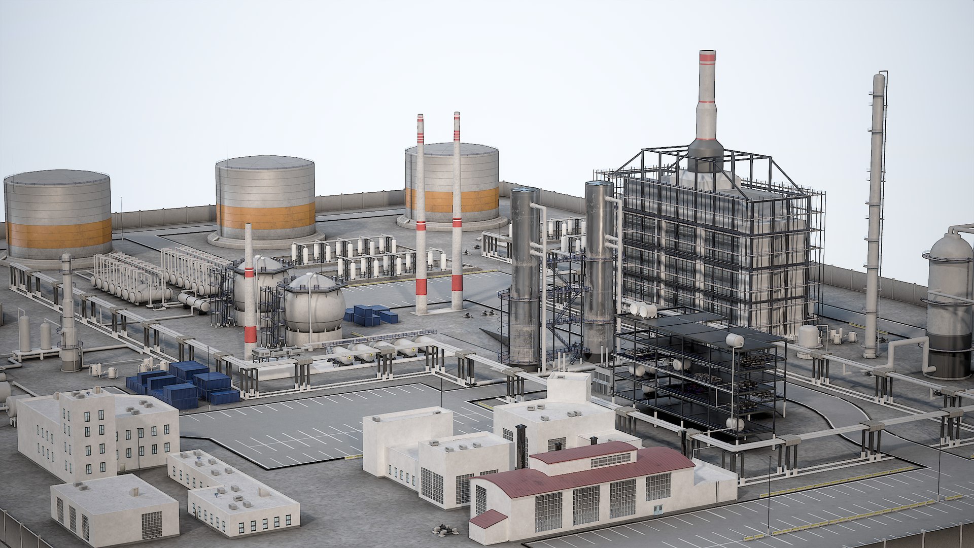 3D model Oil Refinery Facility PBR - TurboSquid 2062393