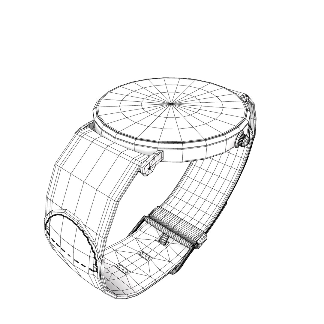 golden wrist watch cloth 3d model