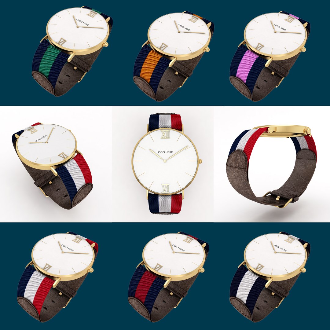 golden wrist watch cloth 3d model