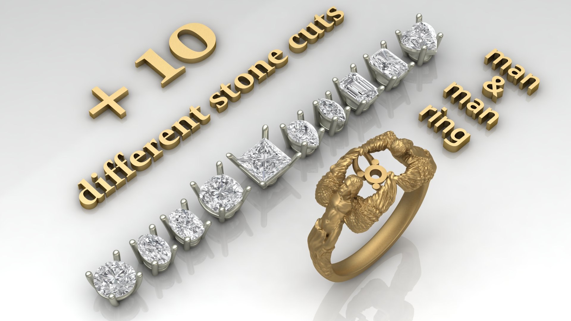 Carrera Man And Man Lovers Ring Angel Wings 10 Stone Cuts Heads 3D Print Model 3D - TurboSquid ...