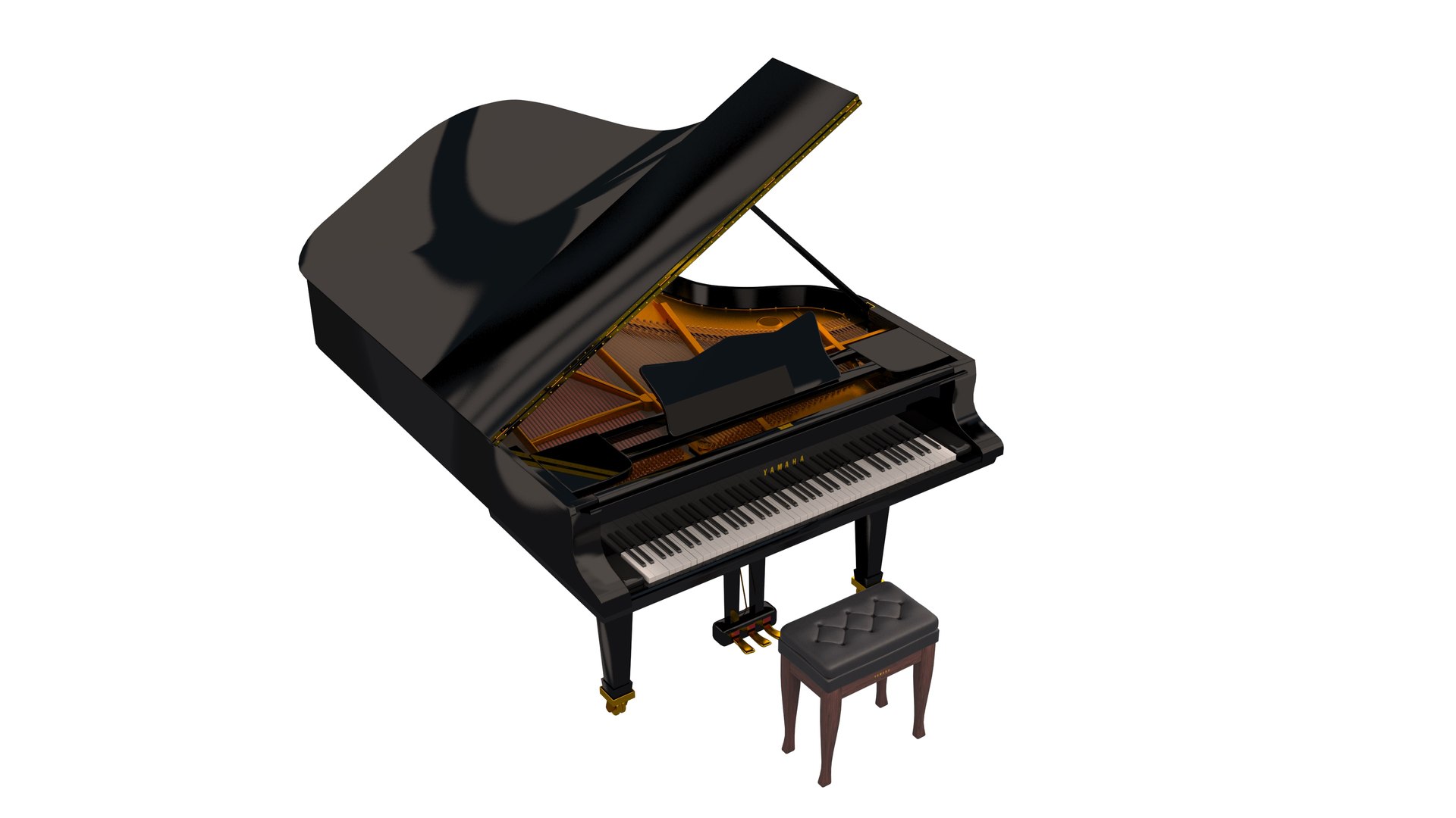 3D Ymaha G3 Piano and Piano Stool - TurboSquid 2020431