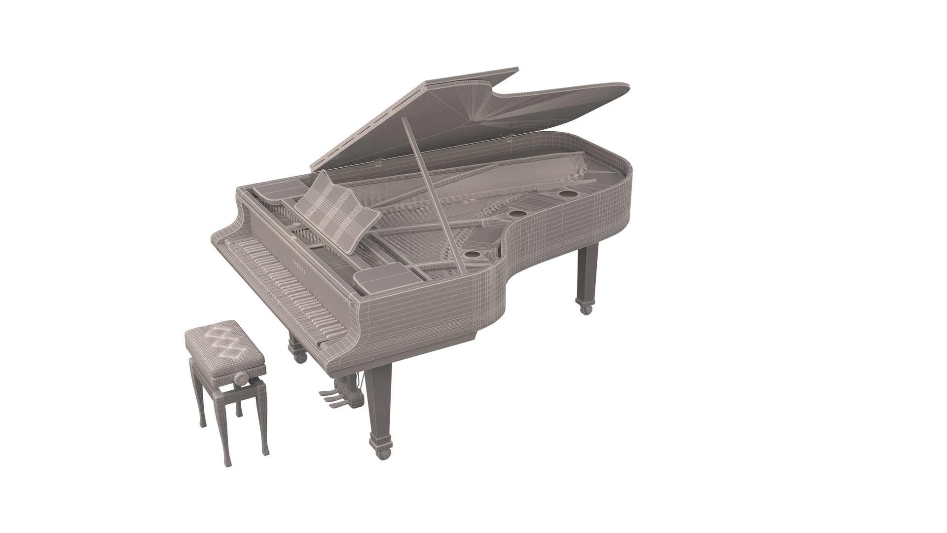 3D Ymaha G3 Piano and Piano Stool - TurboSquid 2020431