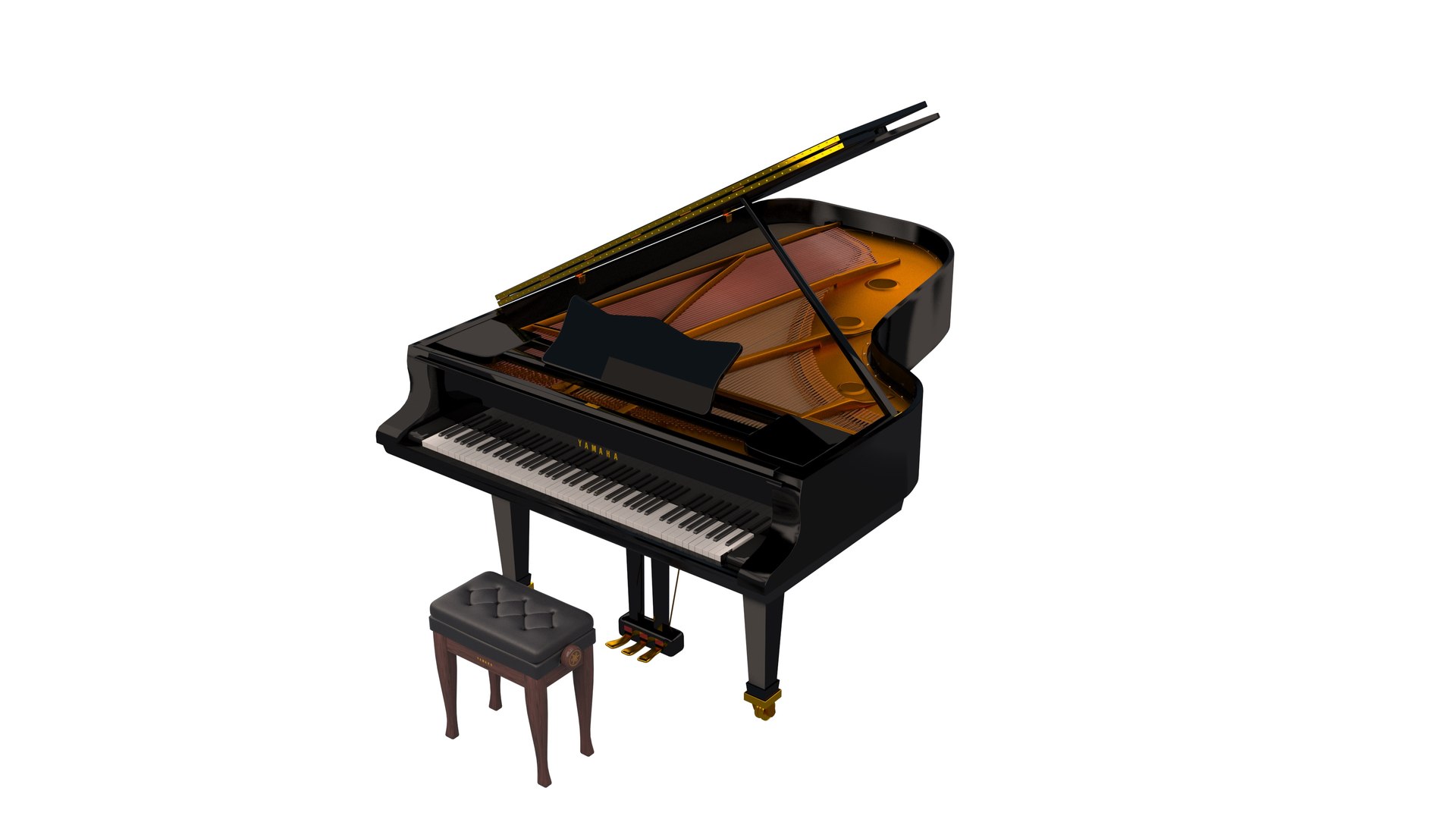 3D Ymaha G3 Piano and Piano Stool - TurboSquid 2020431