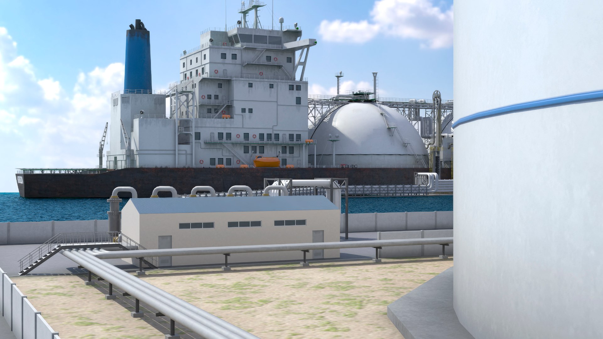 LNG Terminal With Gas Carrier Ship 3D Model - TurboSquid 2310314