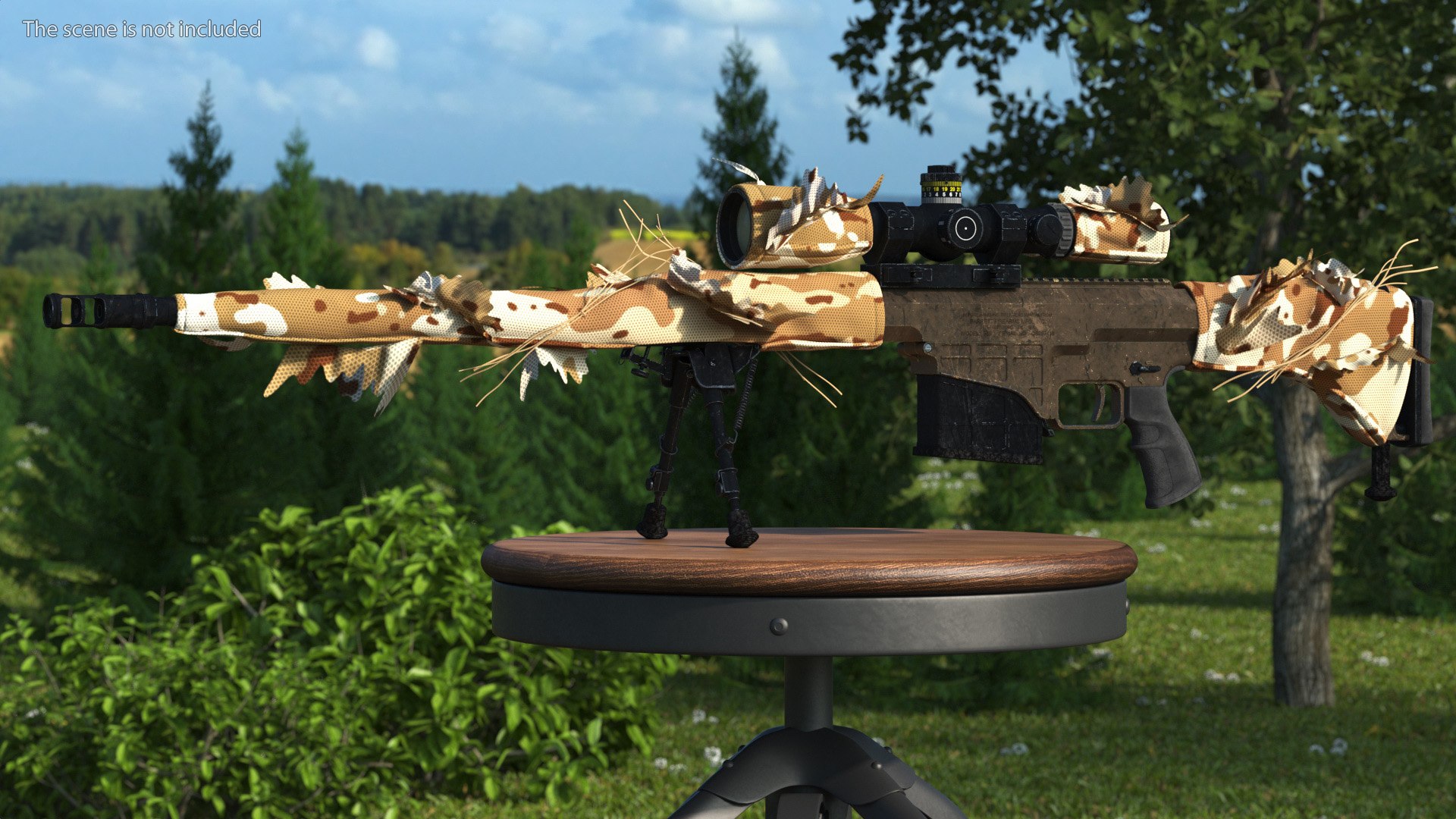 3D Rifle Barrett 98 Bravo Ghillie Wrap Model - TurboSquid 1991162