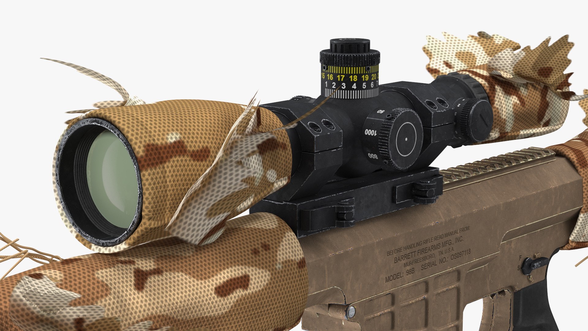 3D Rifle Barrett 98 Bravo Ghillie Wrap model - TurboSquid 1991162