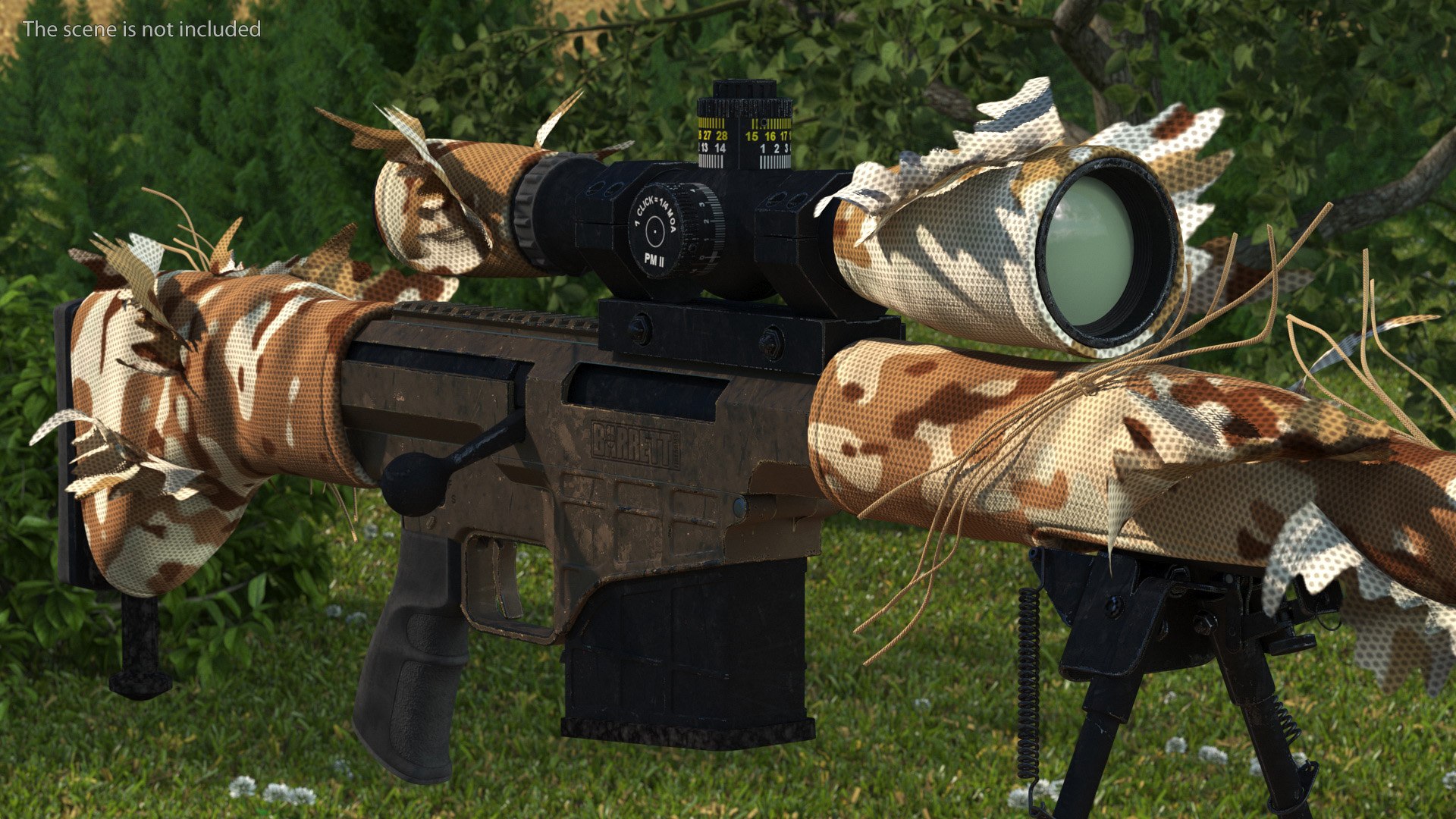 3D Rifle Barrett 98 Bravo Ghillie Wrap Model - TurboSquid 1991162