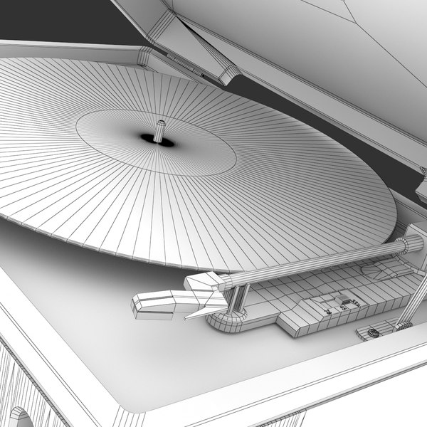 3d vintage record player model