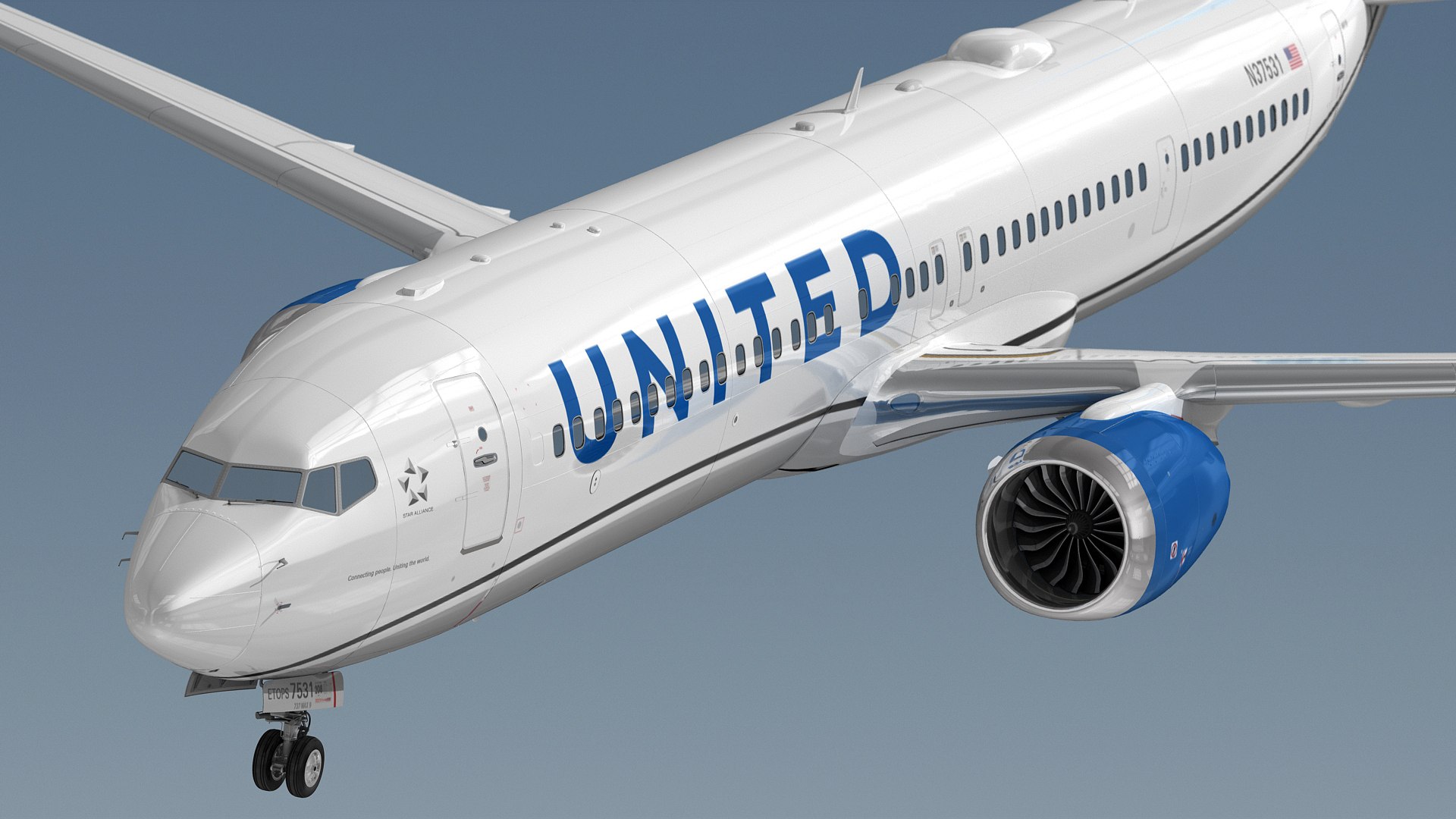 Boeing 737-9 MAX United Airlines 3D model - TurboSquid 1984269