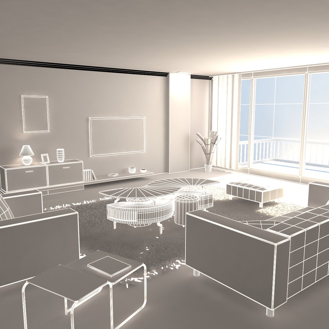 3d modern living room lighting