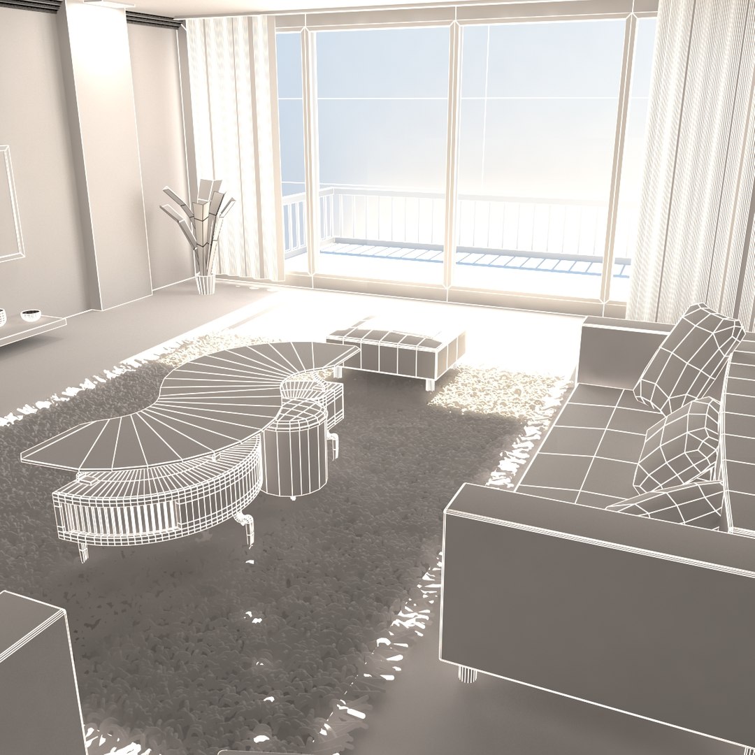 3d modern living room lighting