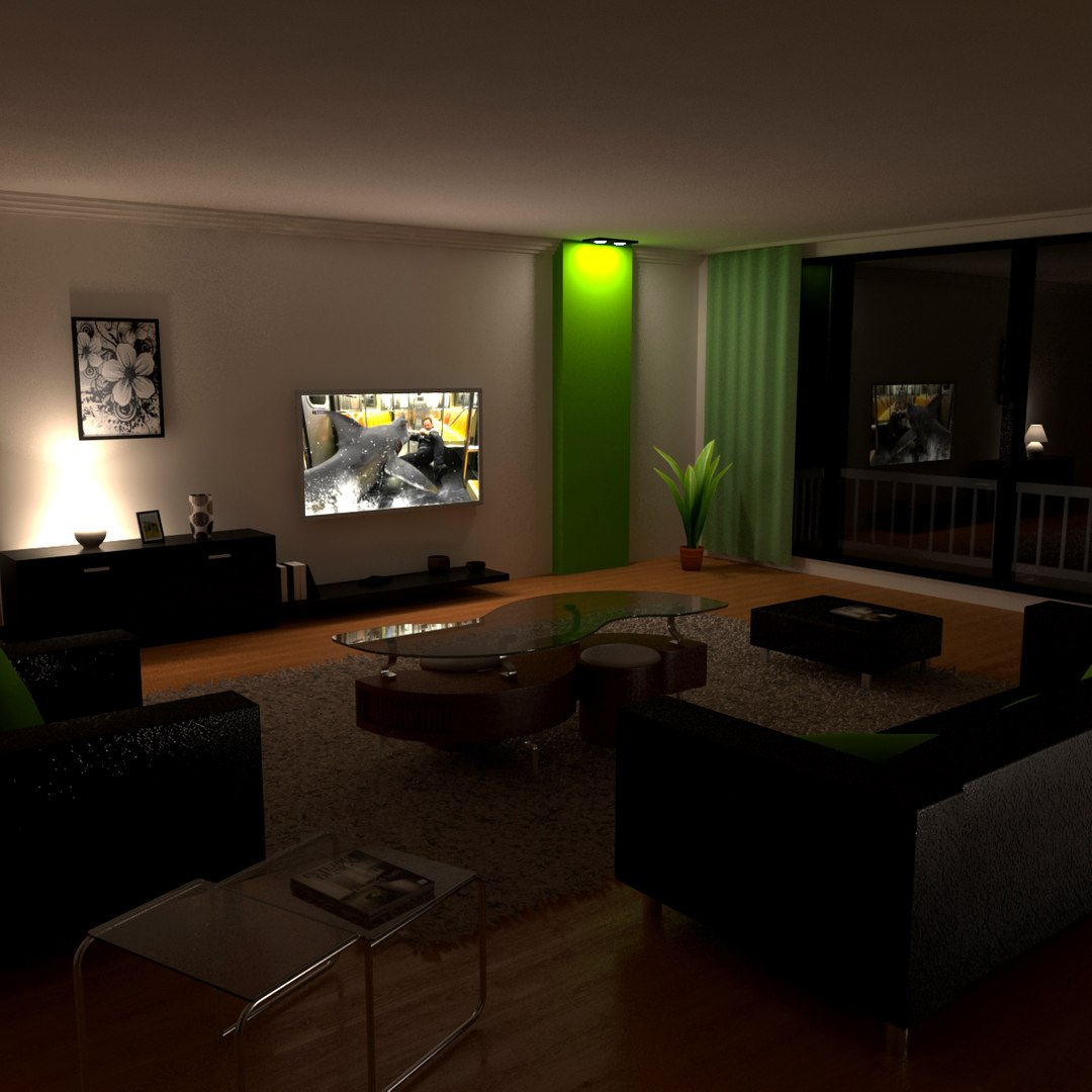 3d modern living room lighting