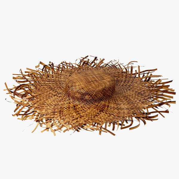 modelo 3d balinese straw wicker hat bamboo woven wall decoration boho ...