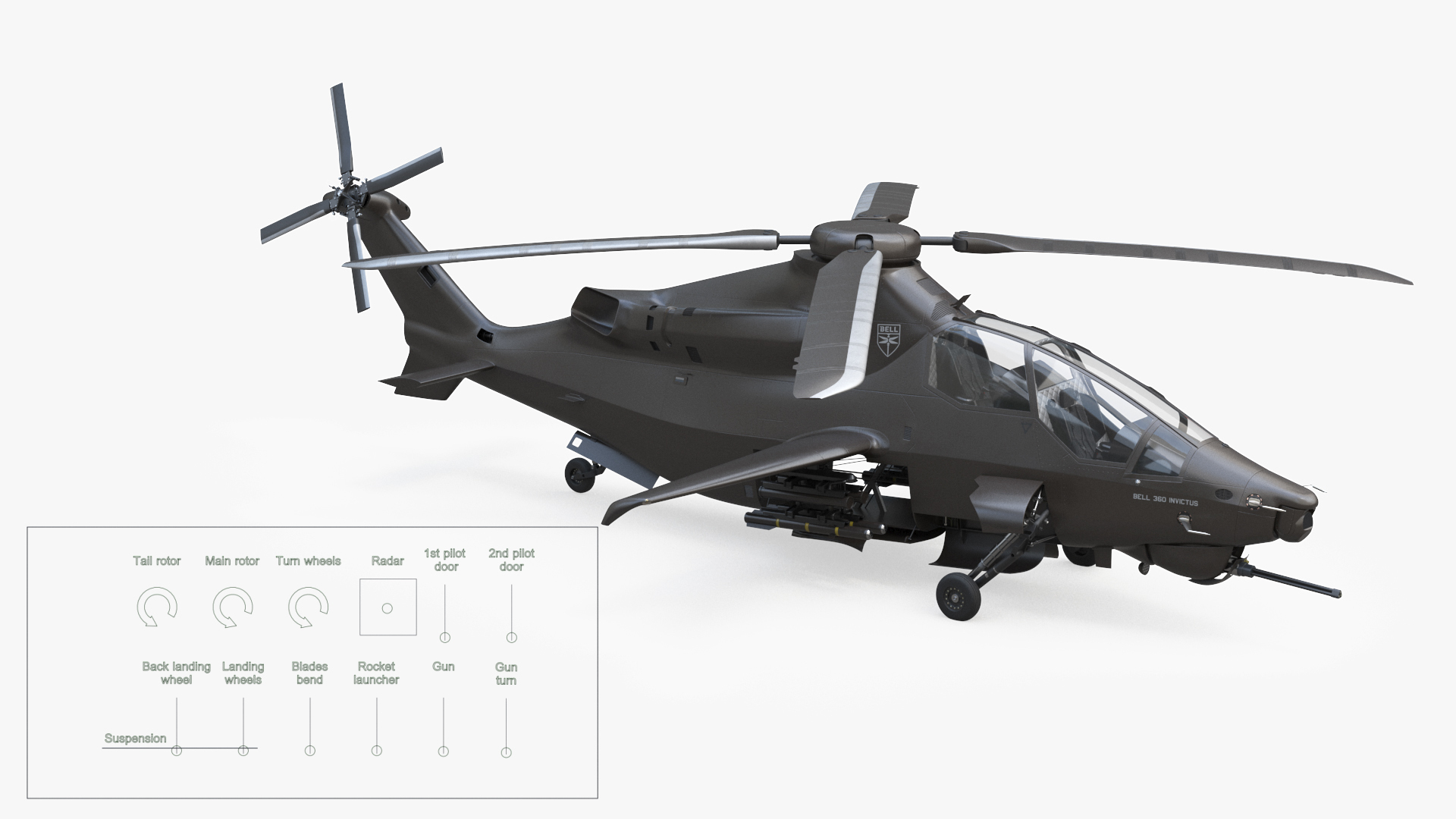 Bell 360 Invictus Helicopter Rigged 3D Model - TurboSquid 2287359