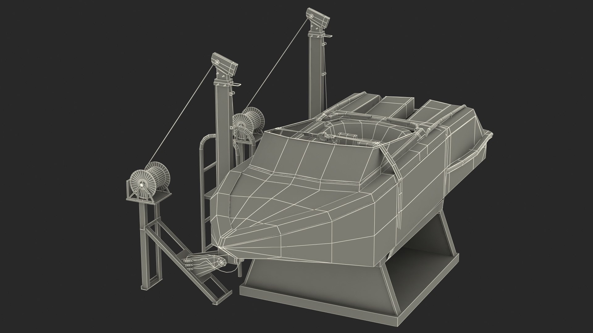 Boat crane lifting motorboat 3D model - TurboSquid 1596978