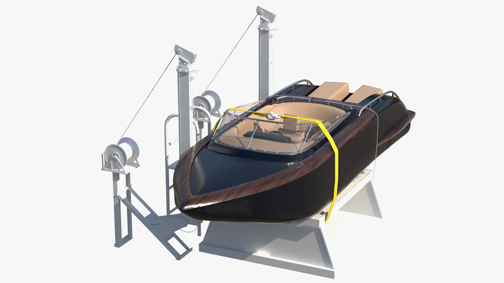 Boat Crane Lifting Motorboat 3D Model - TurboSquid 1596978