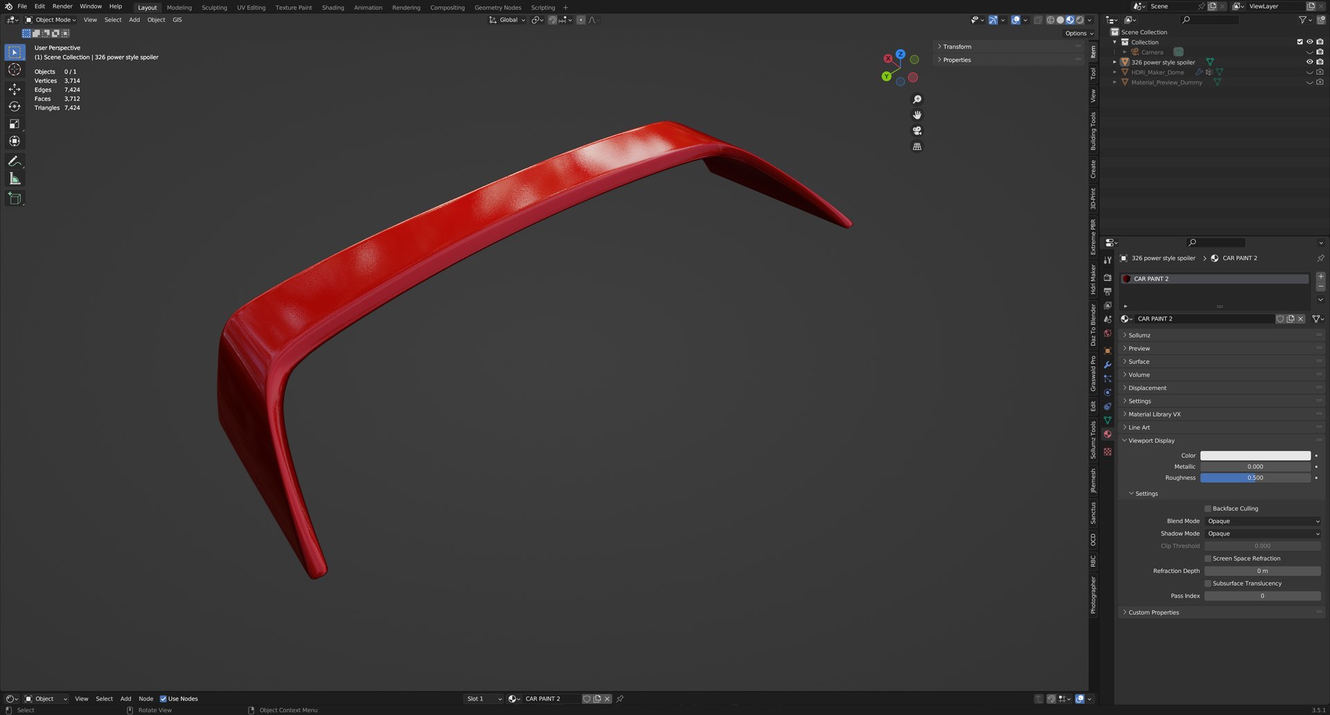 3D 326POWER STYLE VEHICLE SPOILER REAR WING - TurboSquid 2089034