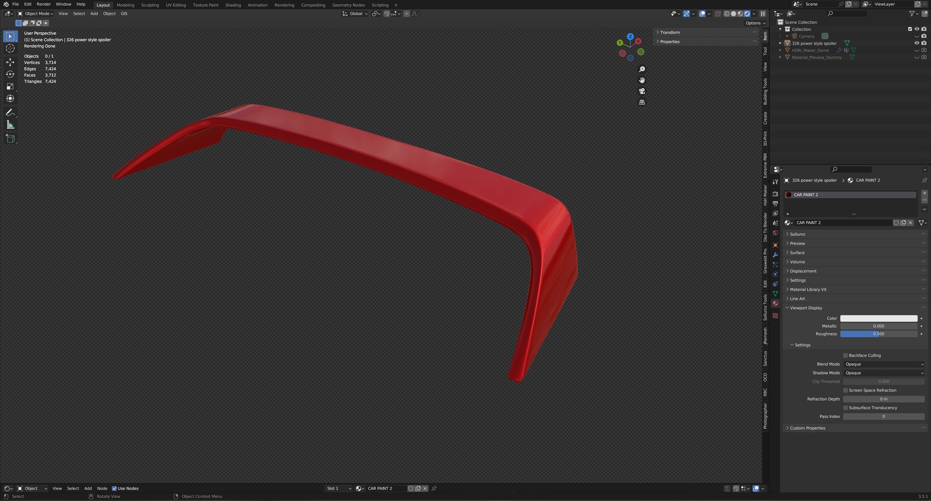 3D 326POWER STYLE VEHICLE SPOILER REAR WING - TurboSquid 2089034