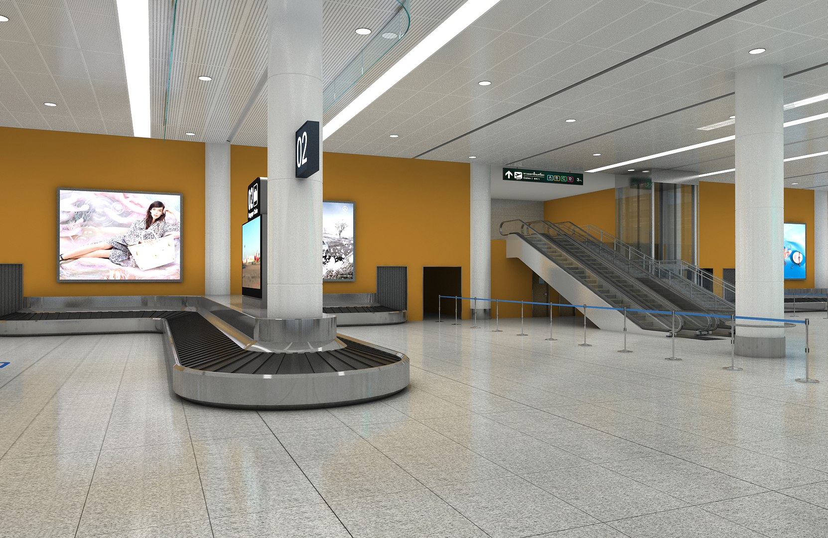 Airport Baggage Reclaim Hall 01 3D - TurboSquid 2245468