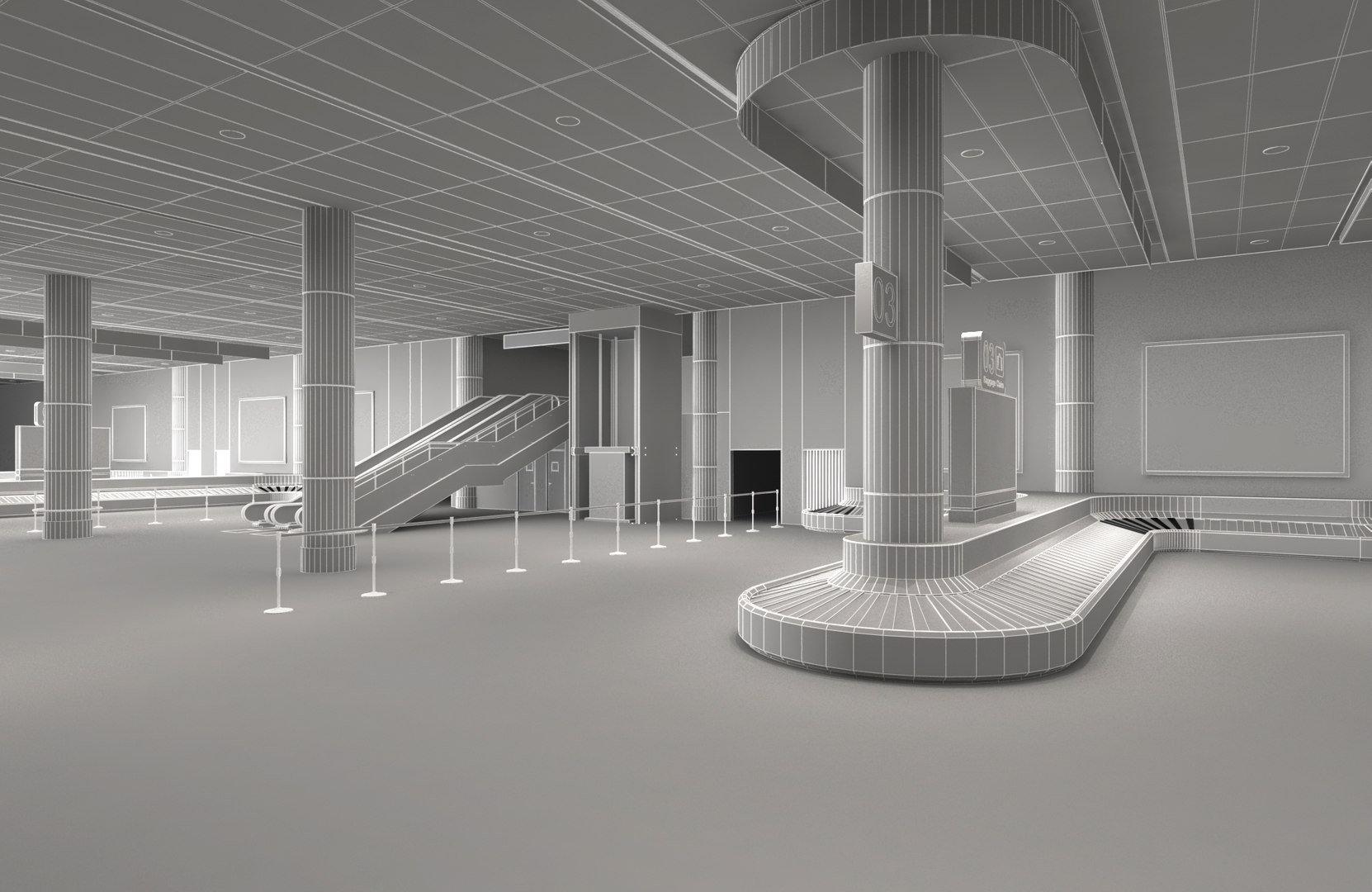 Airport Baggage Reclaim Hall 01 3D - TurboSquid 2245468